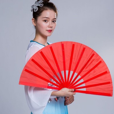 2 Pcs Chinese Style Red Handheld Folding Fans Plastic Nylon Fans For ...