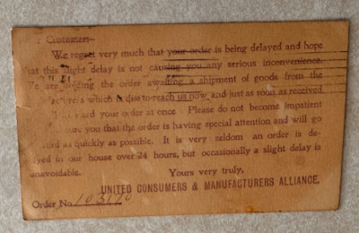 C1368 Postcard Postal Card 1911 United Consumers & Manufacturers ...