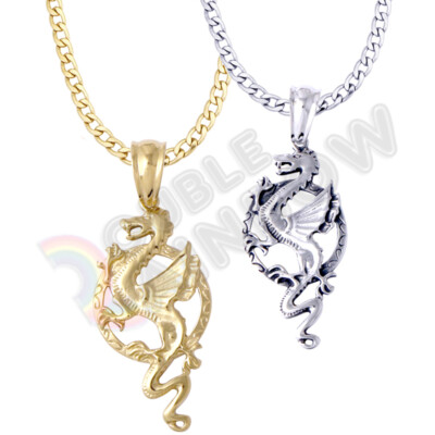 Game of Thrones Dragon Men Stainless Steel Pendant Necklace 6mm Cuban ...