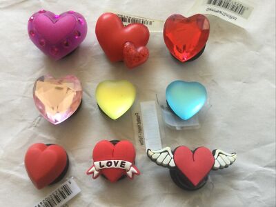 SPARKLE GEM LOVE HEART RED PINK VALENTINE AUTHENTIC SHOE CHARM FIT ...