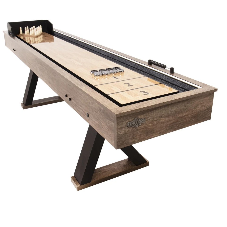 9 Ft 2 Games In 1 Shuffleboard Table With Bowling LED Light Up Rails ...