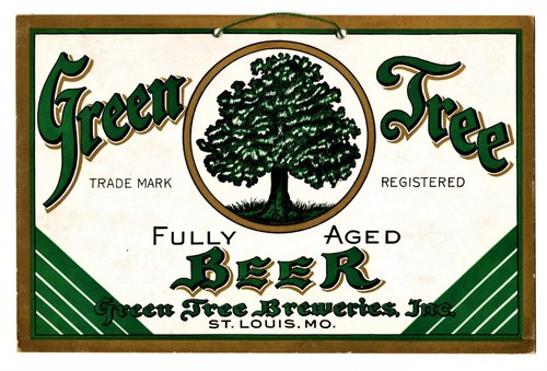 EXTREMELY RARE Green Tree Beer Breweries Inc Advertising Sign St. Louis ...