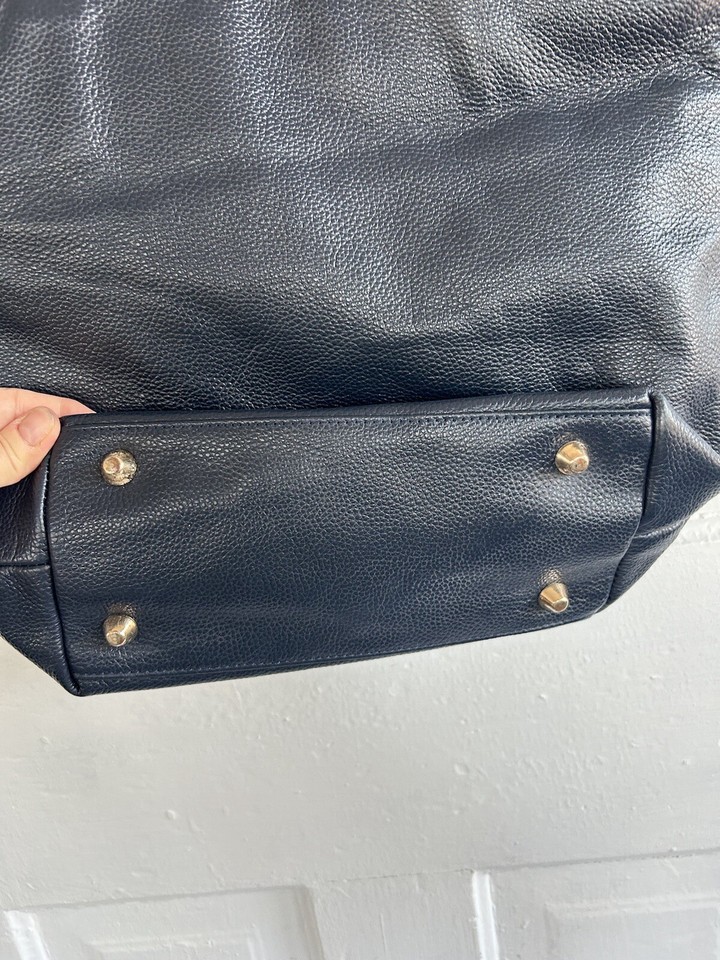 Onna Ehrlich NAVY PEBBLE GRAIN LEATHER Tassel Large Leather TOTE, Classic | eBay