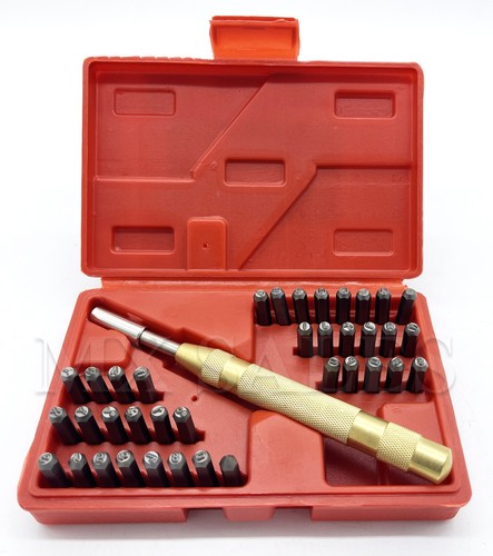 38PC LETTER NUMBER STAMPING STAMP TOOL SET KIT AUTOMATIC METAL PUNCH | eBay