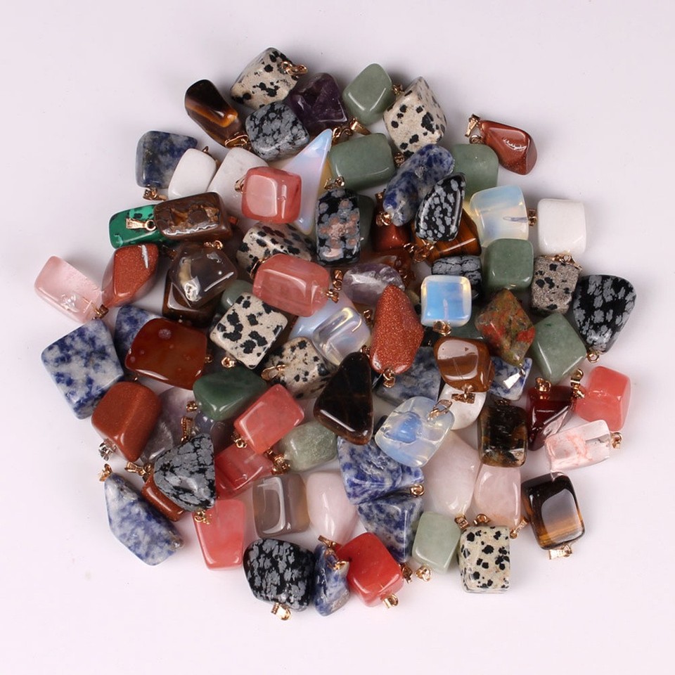 30 PCS Natural Stone Jewellery Charms for Jewelry Making Crystal ...