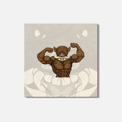 Muscular Boar Mascot Animal 4'' X 4'' Square Wooden Coaster | eBay