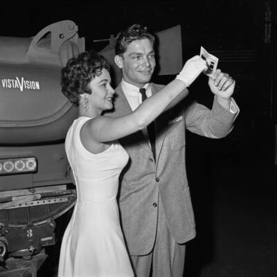 Marla English American Actor Larry Pennell Both Holding A Vistavis- Old ...
