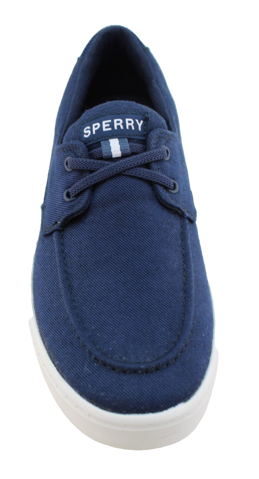 New SPERRY Size 8 Navy Blue / White Canvas Twill 2-Eye Men's Slip-on ...