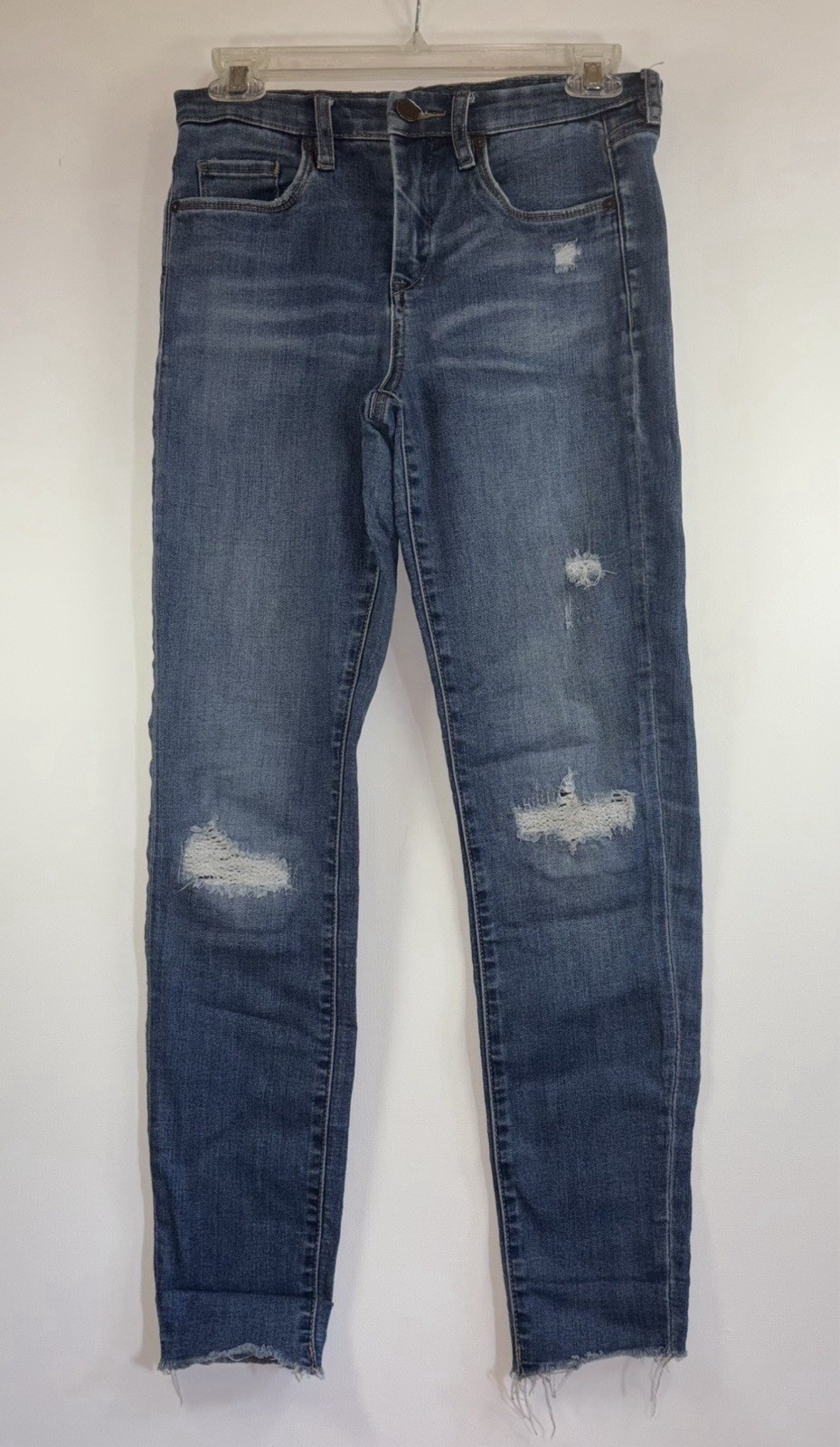 Distressed Cropped Rough Hem Mid Rise Skinny Jeans By BLANK NYC Size 27 ...