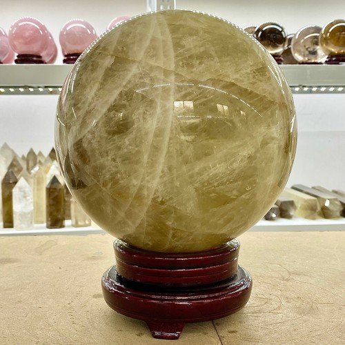 26.6LB - Natural Citrine Sphere - Abundance Stone with Display Stand | eBay