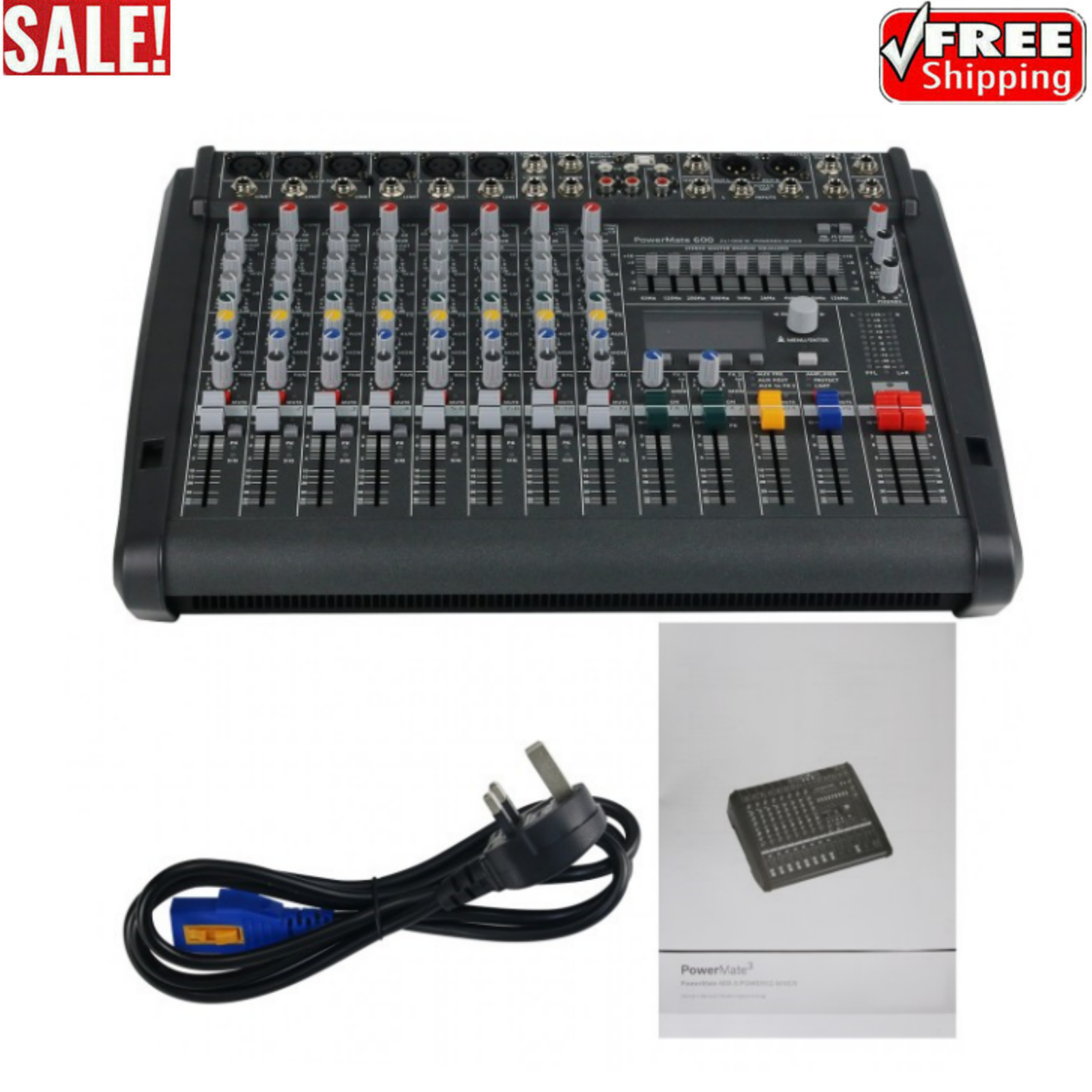 PM600-3 Audio Power Mixer Mixing Console with Power Amplifier for ...