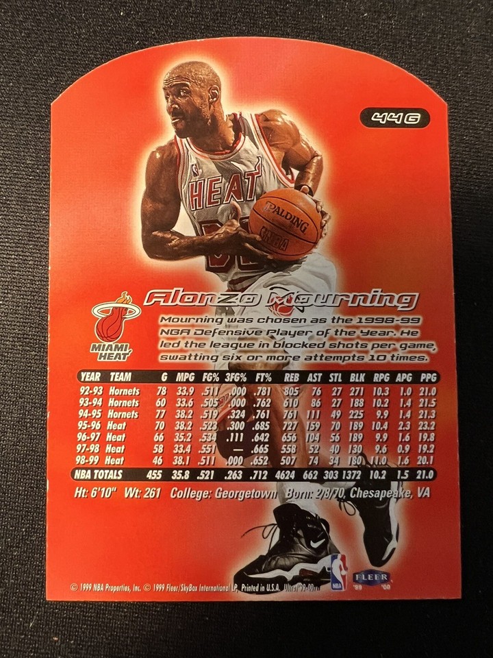 1999-00 Fleer Ultra Gold Medallion Edition Alonzo Mourning #44G HOF | eBay