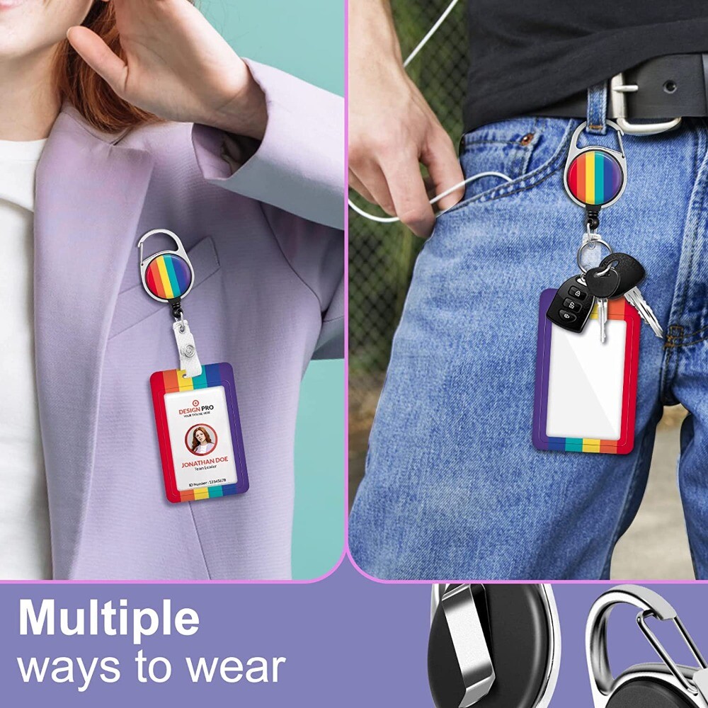 Vertical ID Protector Retractable Badge Reel Clip ID Badge Holder ...