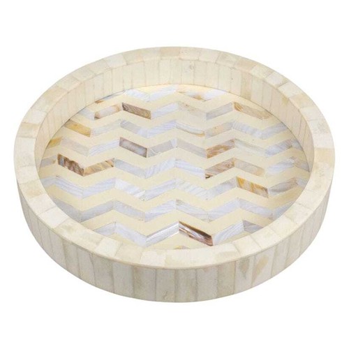 Round Breakfast tray Handmade Bone Inlay Decorative tray Tea tray ...