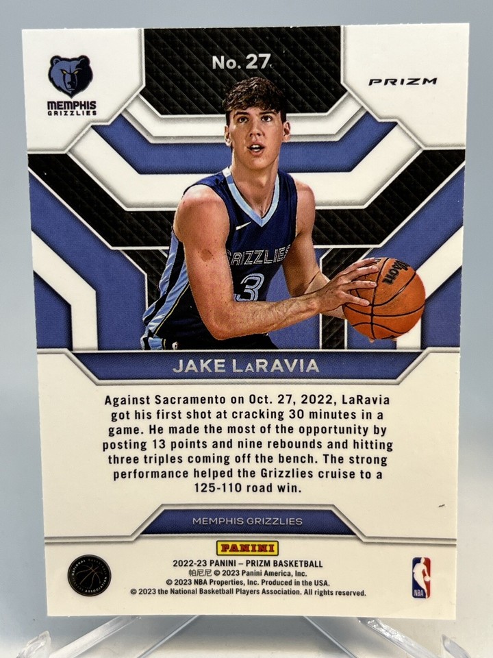 2022-23 Panini Prizm Emergent Silver Prizm Jake LaRavia #27 Rookie RC ...