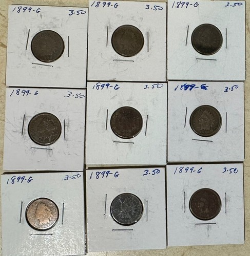 1899 Indian Head Cent Penny Set Lot, 9 Coin | eBay