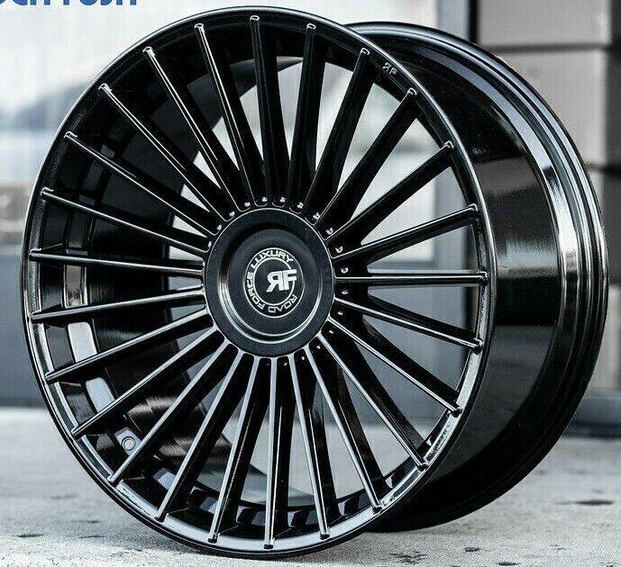 22” RF22 Gloss Black Wheels Set 22x9 / 22x10.5 For Mercedes S550 S500 ...