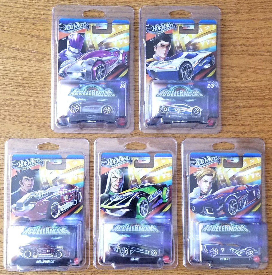 HOT WHEELS: "SILVER SERIES" ACCELERACERS COMPLETE (5) CAR SET (W ...