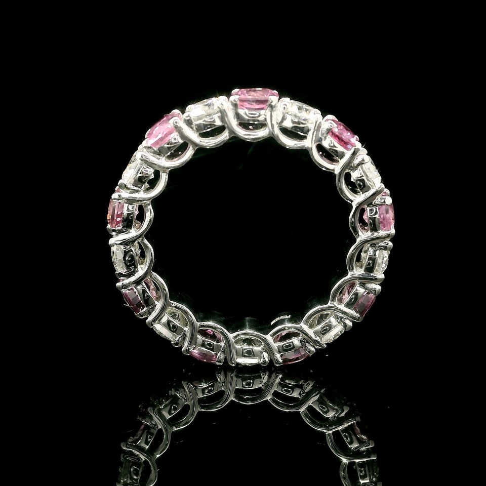 Effy 14k White Gold Alternating 5.25ctw Pink Sapphire Diamond Eternity ...