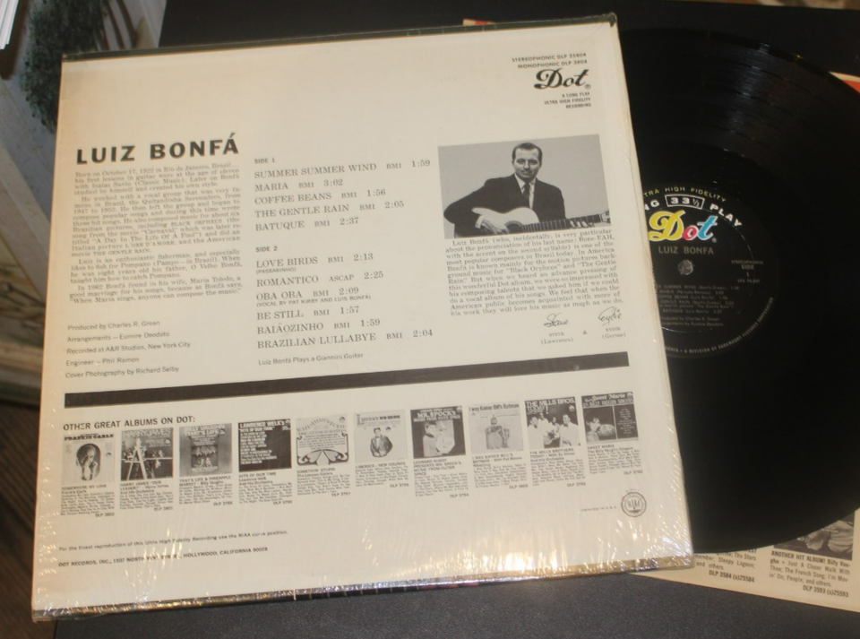 Luiz Bonfá Self titled 1967 Latin jazz stereo LP on Dot in shrink VG+ ...