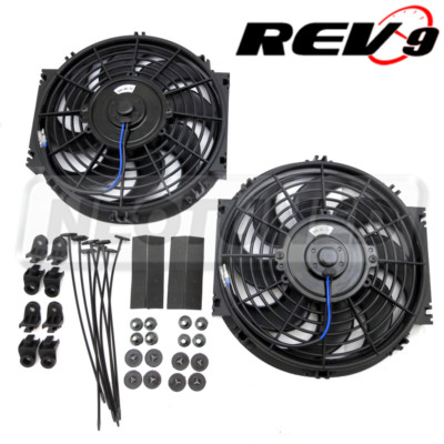 2x Universal 10" Electric S Blade Radiator Slim Fan 1000 CFM w ...