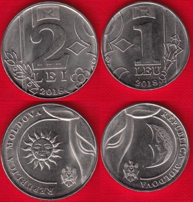 Moldova set of 2 coins: 1 - 2 lei 2018 UNC | eBay