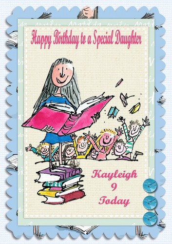 Matilda Roald Dahl large personalised birthday card grandaughter ...
