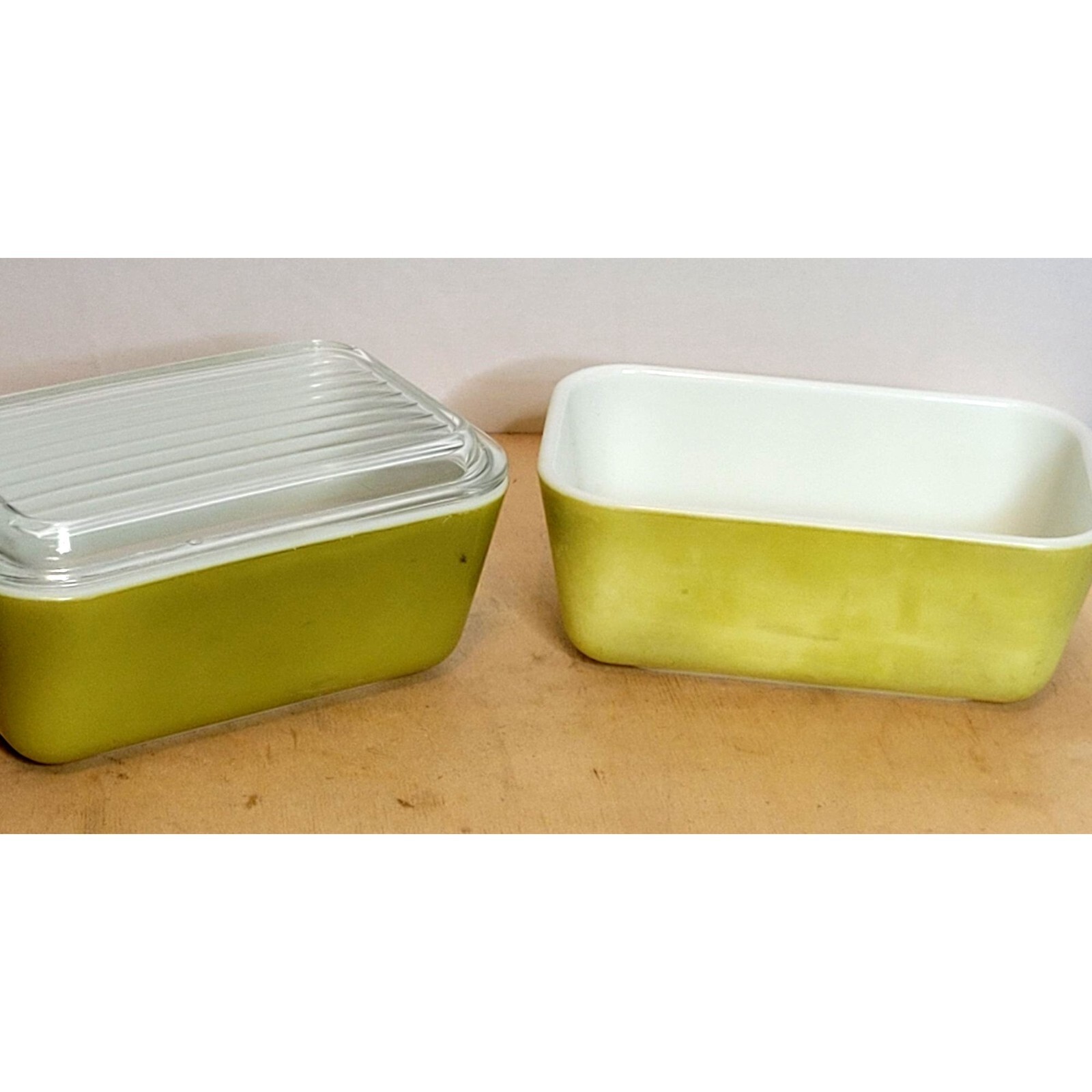 Vintage Pyrex Refrigerator Dish Set of 3 Avocado Verde Green 1 Lid 2 ...