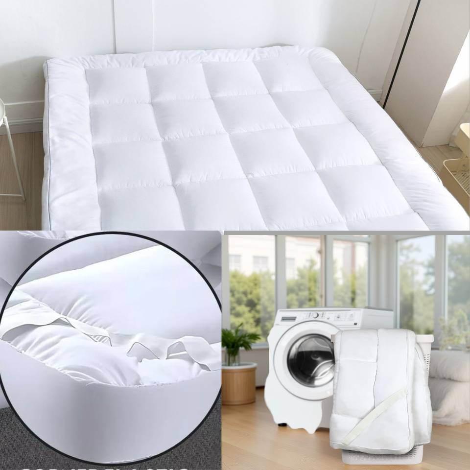 Extra Thick 10cm Microfiber Mattress Topper Luxury Bamboo Memory Foam ...