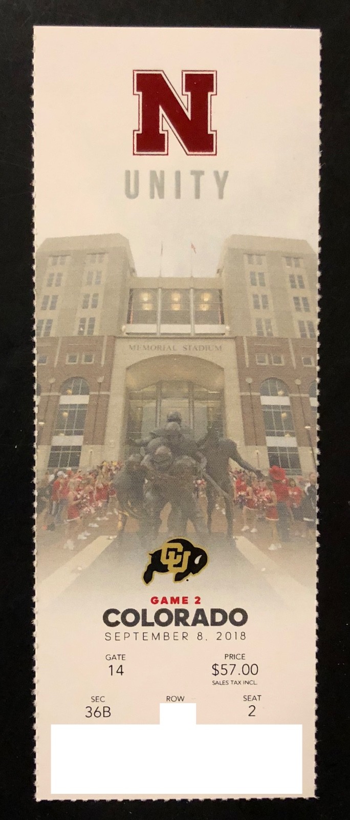 2018 Nebraska Cornhuskers Football Collectible Ticket Stub - Any Home ...