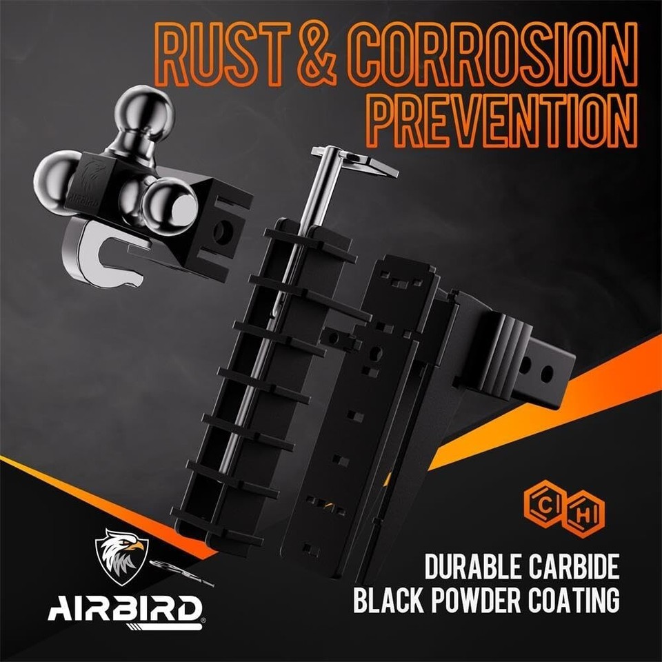 Airbird Adjustable Trailer Hitch Fits 2-Inch Receiver, Heavy Duty Tow ...