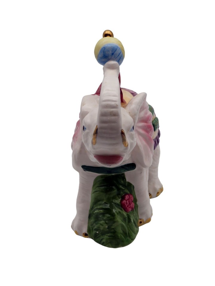 Vintage Ceramic Lucky White Elephant Carousel Design Gold Pole Accents ...