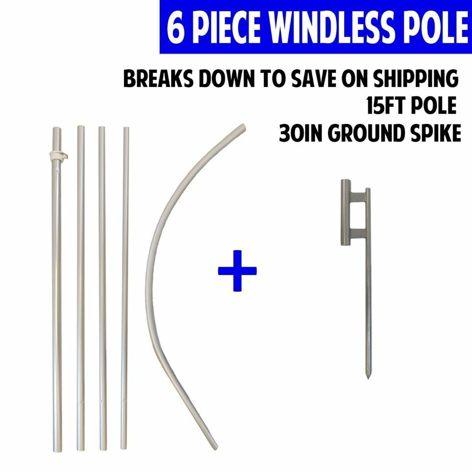 16ft Windless Pole Swooper Pole Full Curve Flag Pole Kit with Ground ...