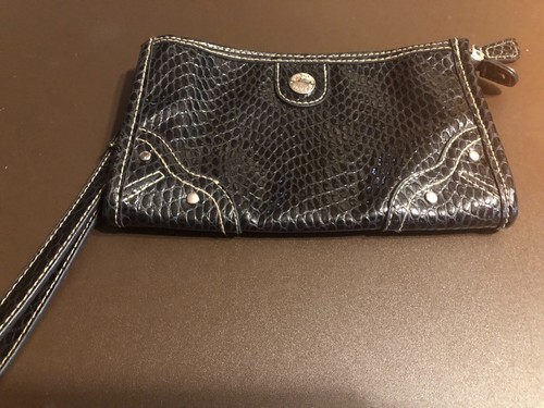 BLACK STRADA WALLET ZIPPER CLOSURE BLACK WITH CARRY STRAP AWESOME ...