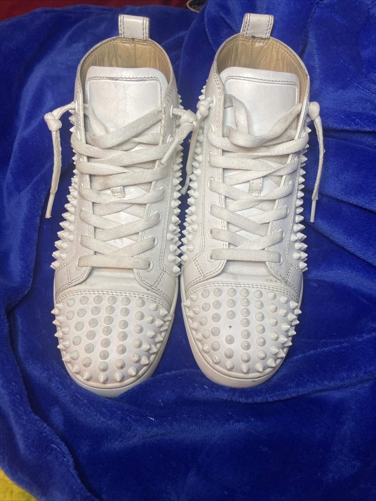 White HighTop Spiked Red Bottom Men Shoes - Gem