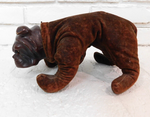Vintage Antique Velvet English Bulldog Straw Stuffed Animal Brown ...