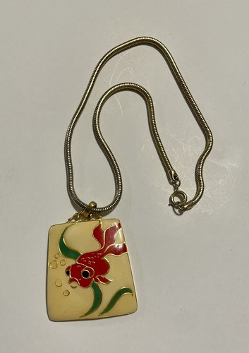 Vintage Necklace Koi Fish Pendant With Chain. Boho 1990s Vibe Wearable ...