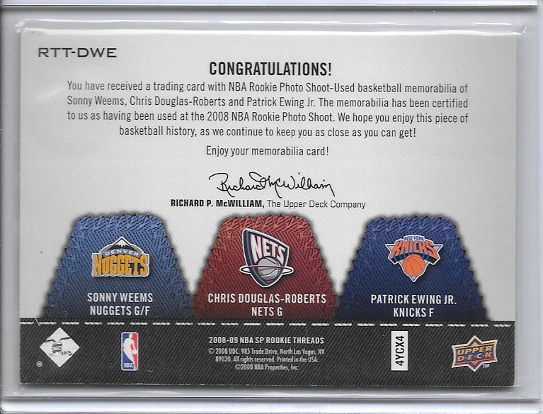 2008-09 Sonny Weems Chris Roberts Patrick Ewing Jr Triple Jersey ...