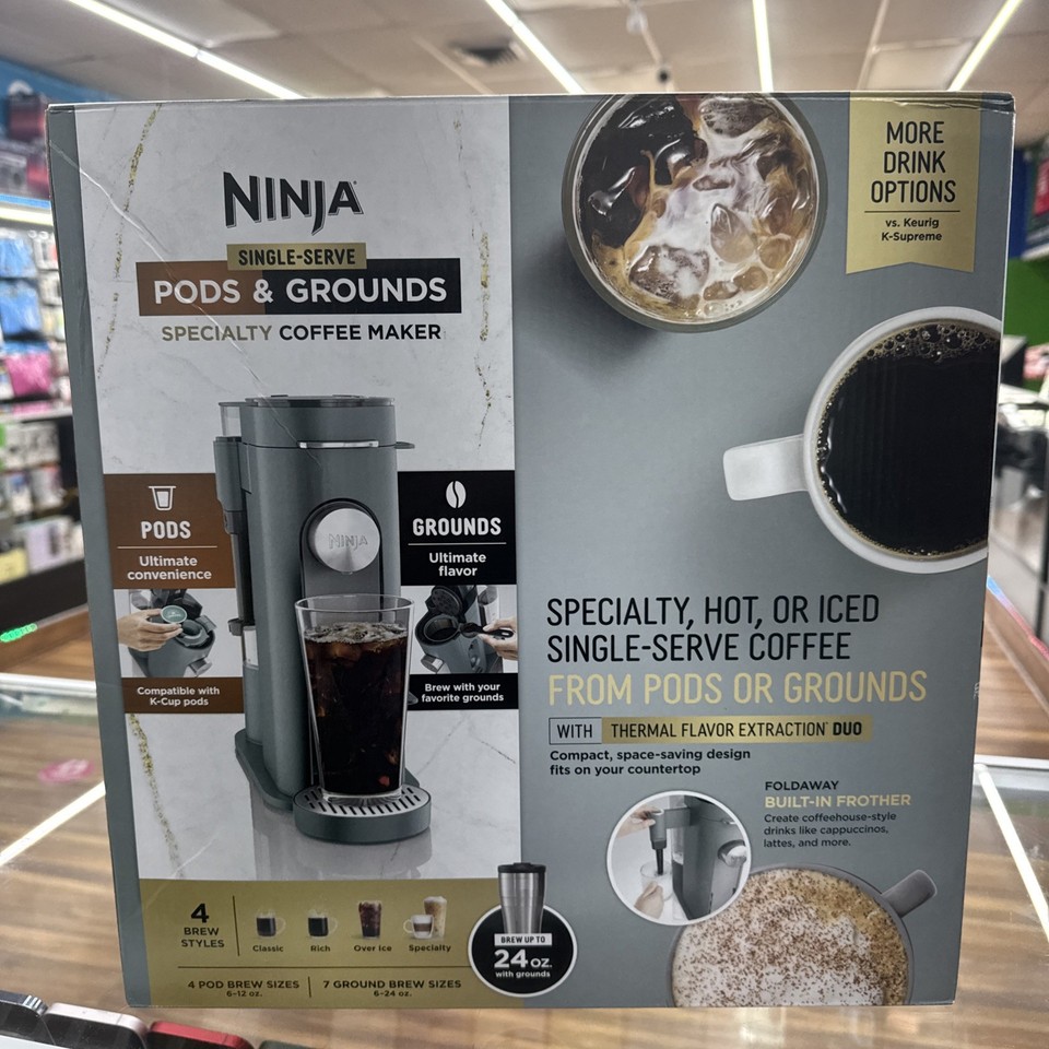 Ninja Pods and Grounds Single-Serve Coffee Maker, K-Cup Pod Compatible ...