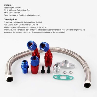 10AN Turbo Return Drain Line Kit Charger Stainless Steel 40" 1/8 Oil ...