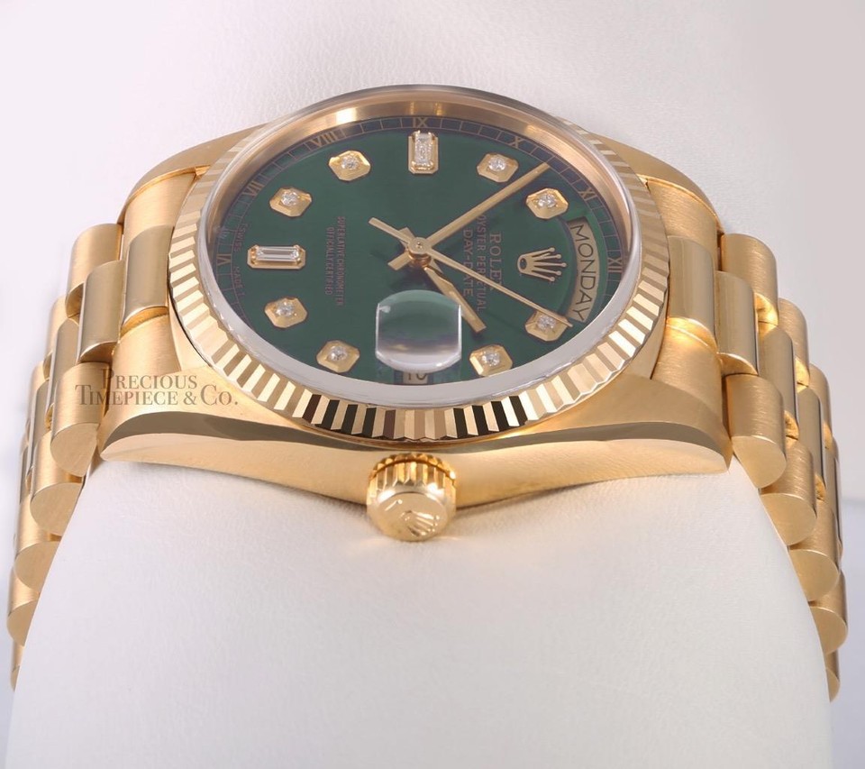 Rolex Day-Date President Solid 18k Gold 18038 Watch -Baguette Diamond ...