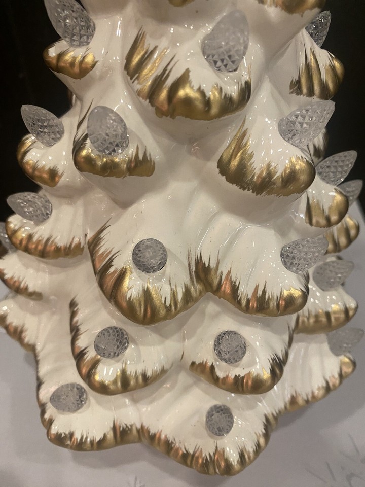 10" Rotating Angel Ceramic Vintage White Christmas Tree White Bulbs 6HR ...