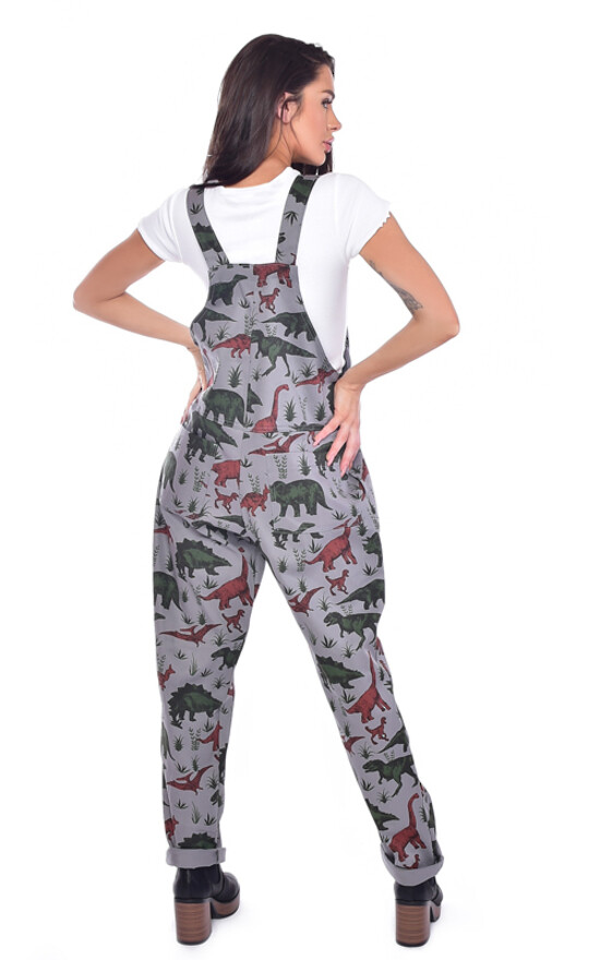 Run And Fly Adventure Dinosaur Grey Stretch Twill Baggy Dungarees ...