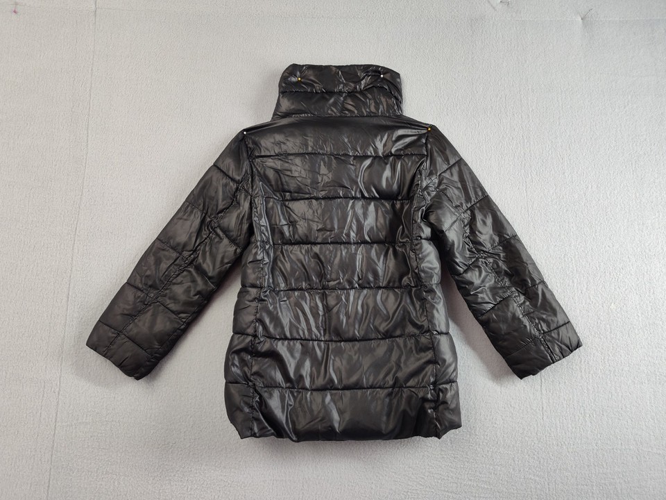 Gap Kid Puffer Jacket S Shiny Black Asymmetrical Zip Warmest Cold Coat ...