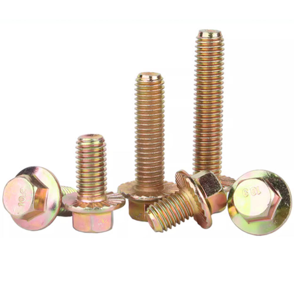 M6 - 1.0 Grade 10.9 Metric Hex Flange Bolts Hex Washer Head Scews Color ...