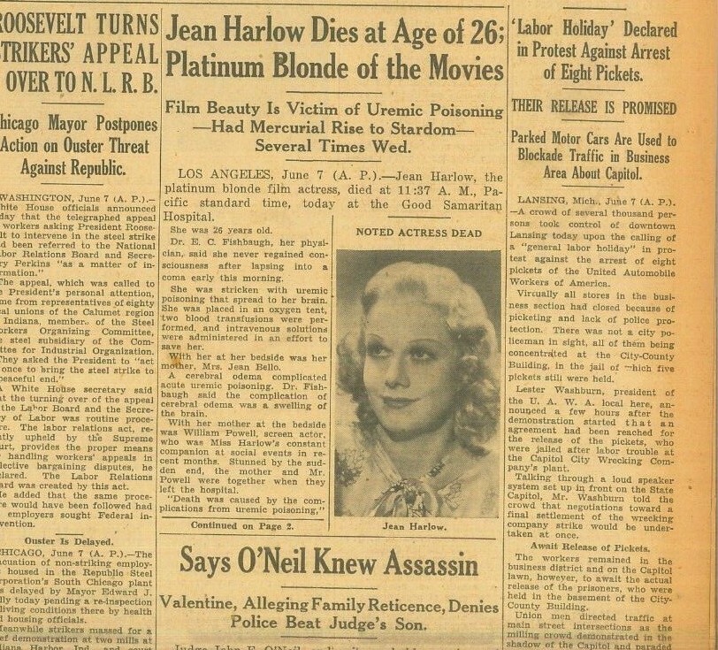 Jean Harlow Death