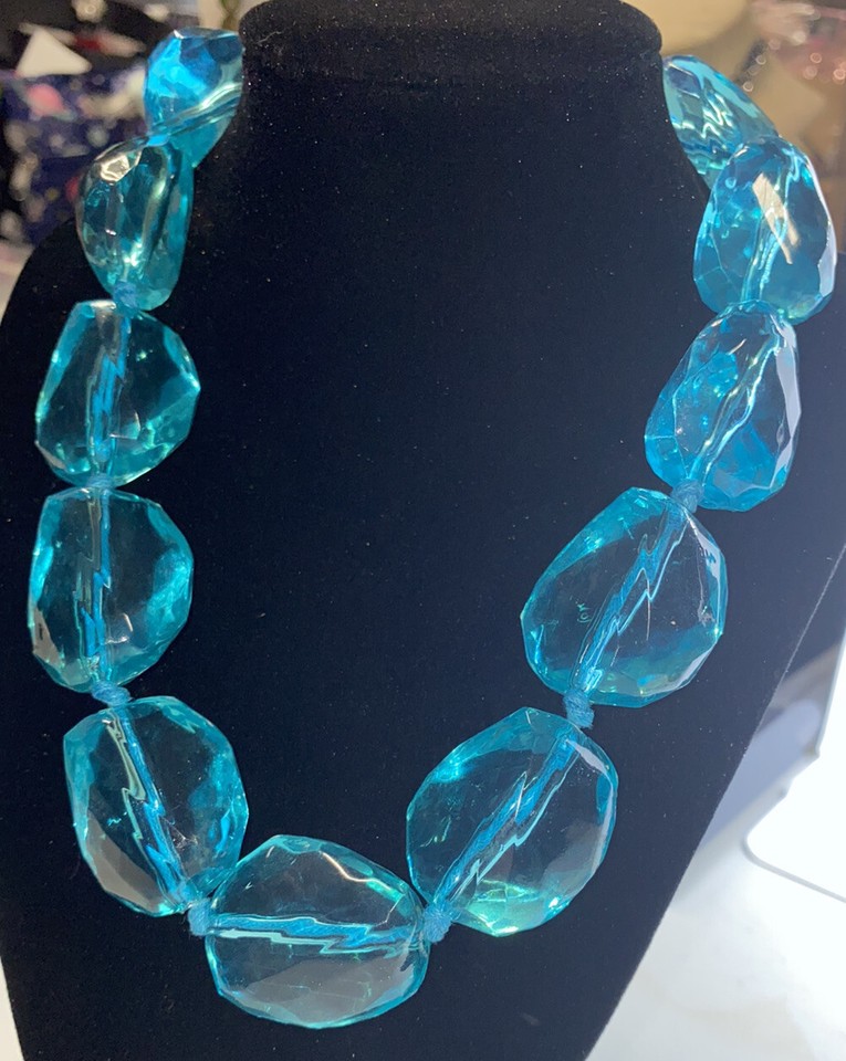 Lucite Chunky Ice Blue Necklace 20 Inch | eBay