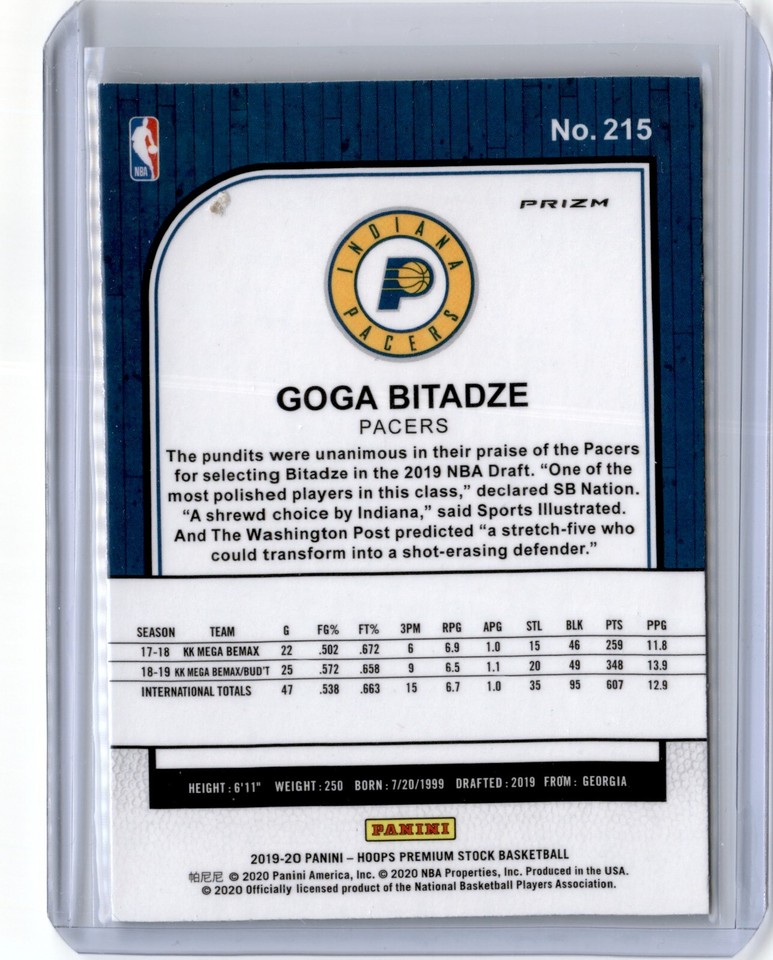 2019-20 Hoops Premium Stock Prizms Purple Disco #215 Goga Bitadze | eBay