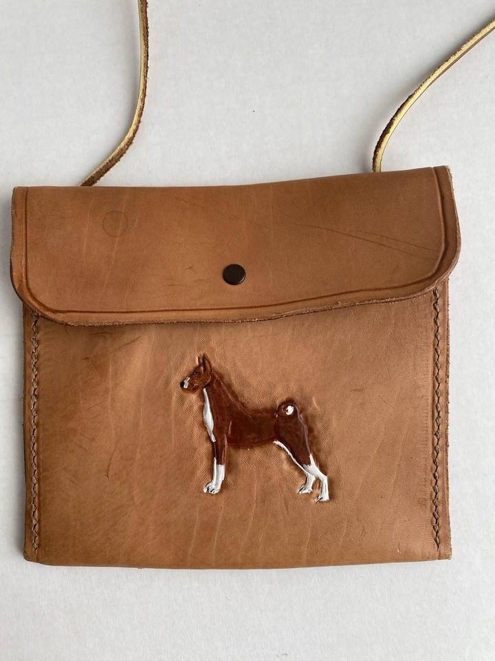 New Handmade BASENJI Leather Clutch Bag Wallet Single Compartment with ...