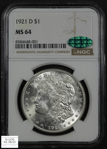 1921 D Morgan Silver Dollar $1 NGC MS 64 CAC | eBay